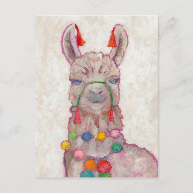 Watercolor Festival Llama Postcard | Zazzle