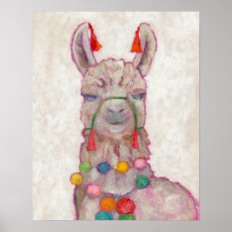 Watercolor Festival Llama Poster | Zazzle