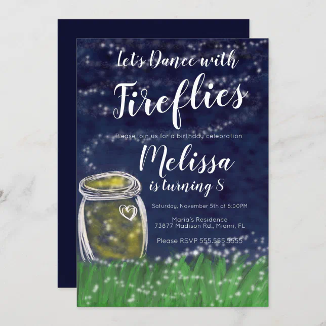 Watercolor Fireflies Flashy Lights Outdoor Camping Invitation | Zazzle