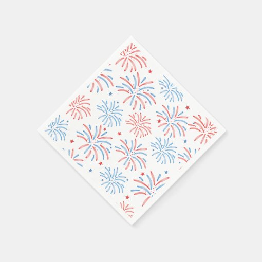 Watercolor Fireworks Fourth of July Party Napkins | Zazzle