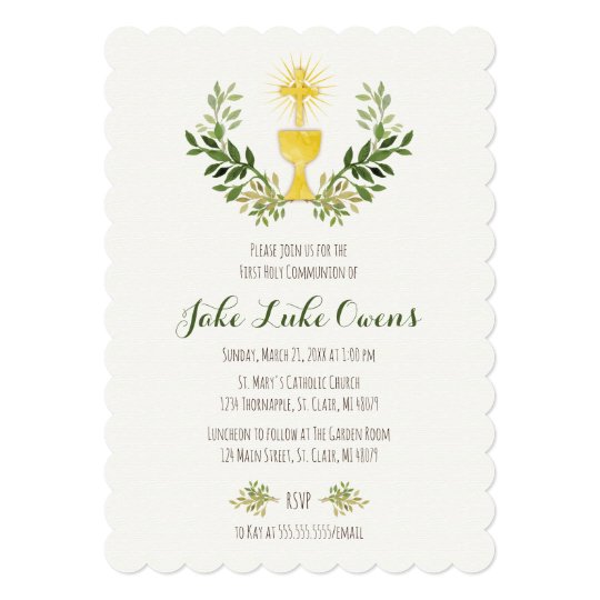 Watercolor First Communion Invitation | Zazzle.com