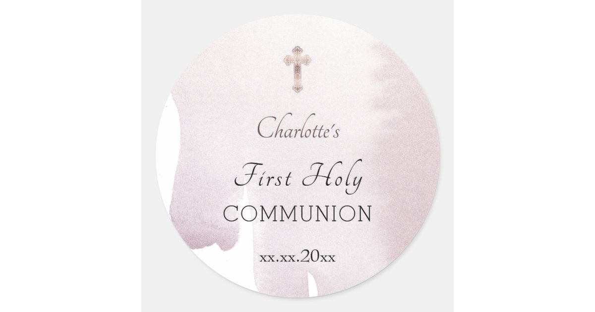 watercolor First Holy Communion Classic Round Sticker | Zazzle