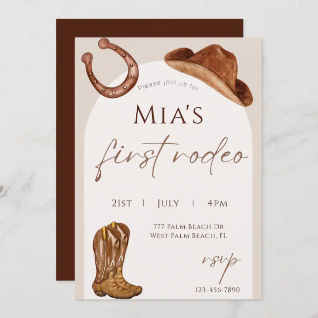 Watercolor First Rodeo 1st birthday Invitation | Zazzle