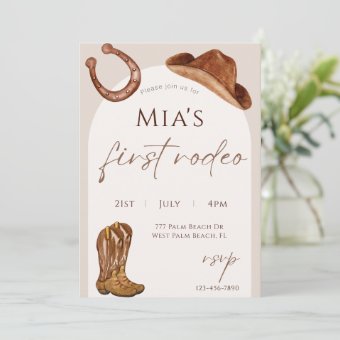 Watercolor First Rodeo 1st birthday Invitation | Zazzle