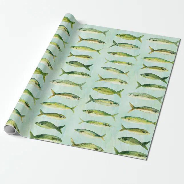 Watercolor Fish Roll Wrapping Paper | Zazzle