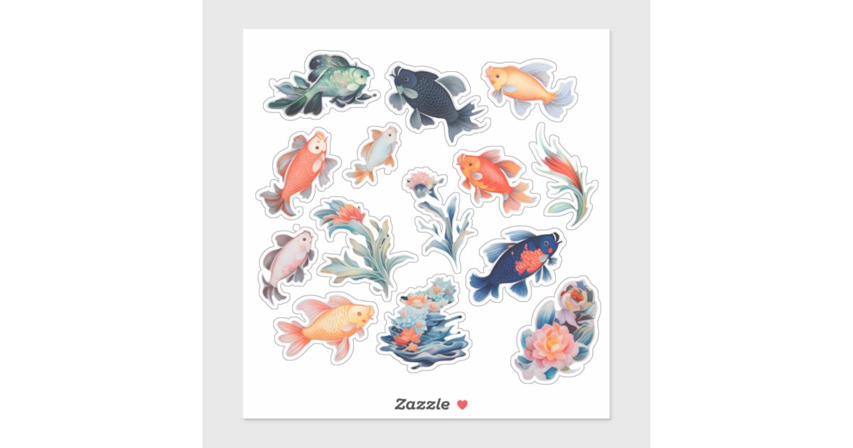 Watercolor Fish Scrapbook Stationery Sticker | Zazzle