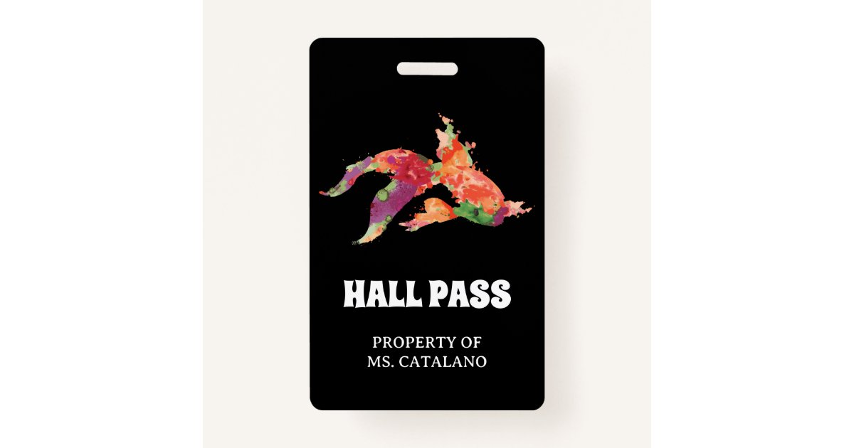 watercolor fish Teacher Hall Pass Badge | Zazzle