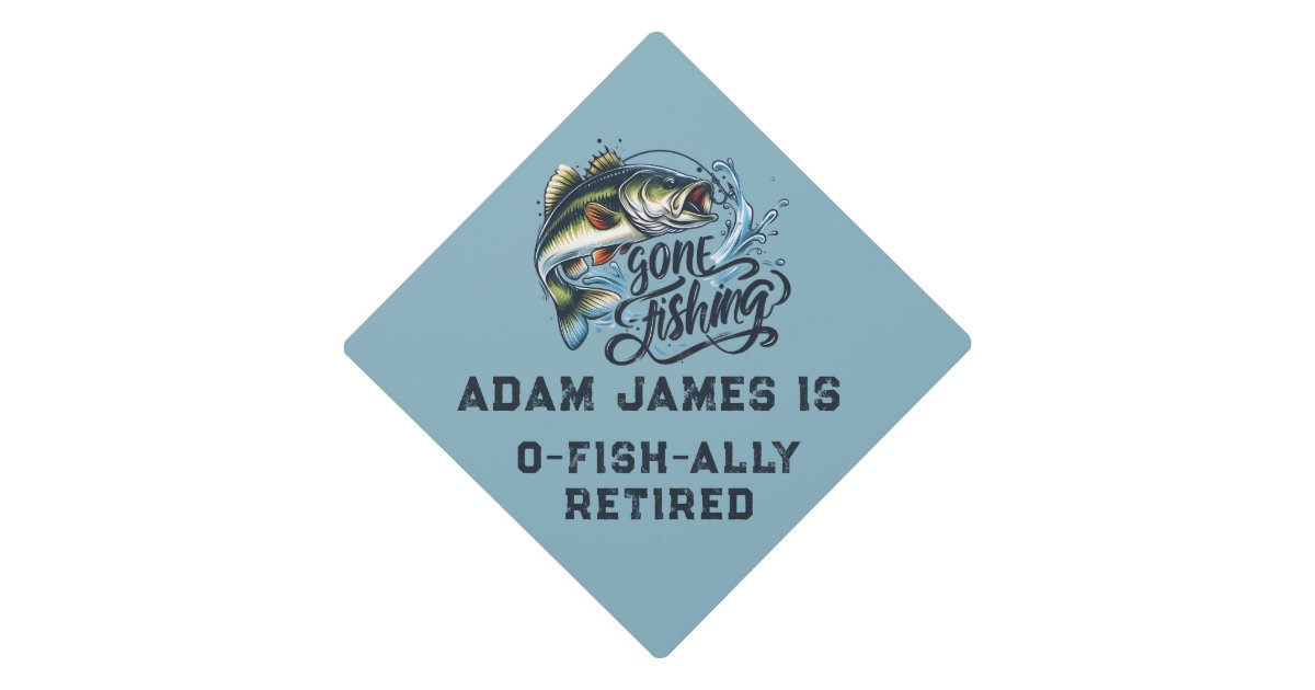 Watercolor Fishing Retirement Party - Gone Fishing Graduation Cap ...