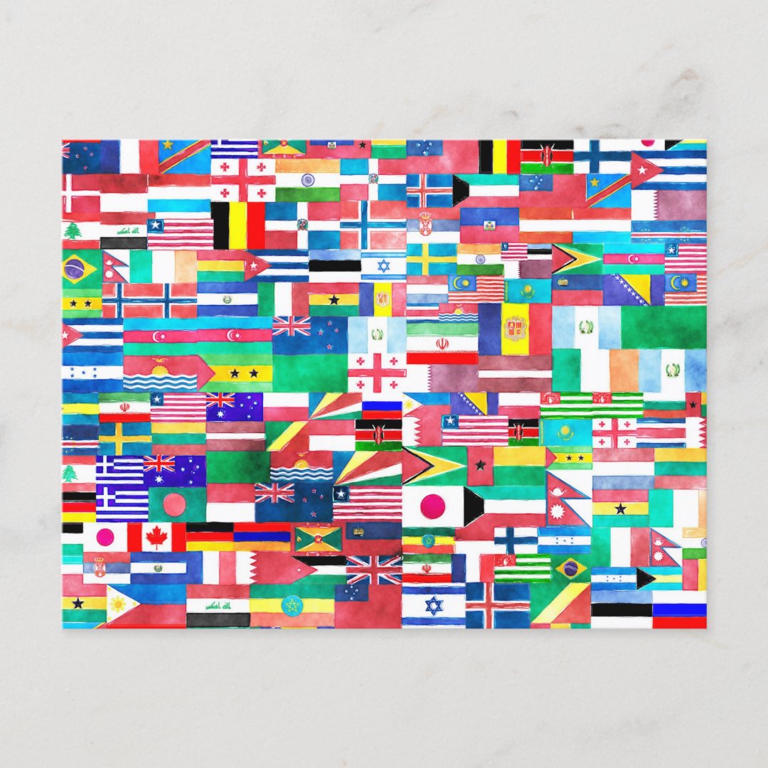 Watercolor Flags of the World Postcard | Zazzle