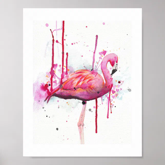watercolor flamingo poster | Zazzle