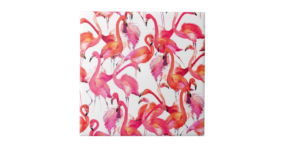 Watercolor Flamingos In Watercolors Ceramic Tile | Zazzle