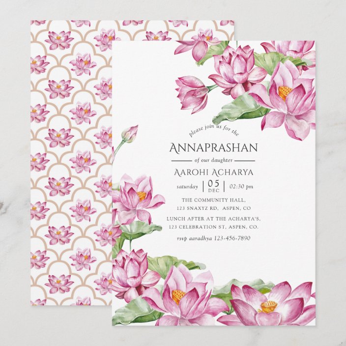 Watercolor Floral Annaprashan First Rice Ceremony Invitation | Zazzle.com