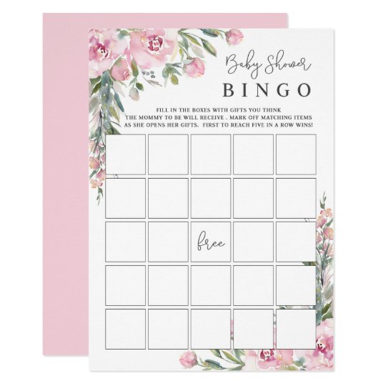 Watercolor Floral Baby Shower Bingo Game Card | Zazzle.com