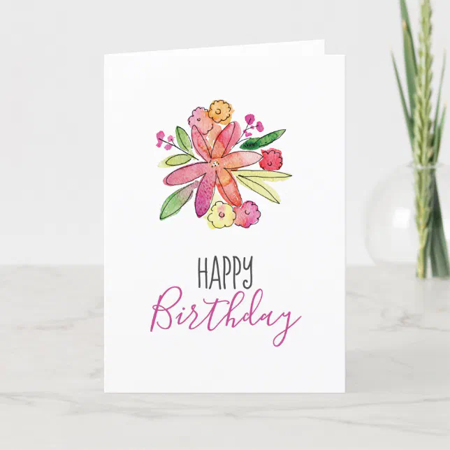 Watercolor Floral Birthday Card | Zazzle
