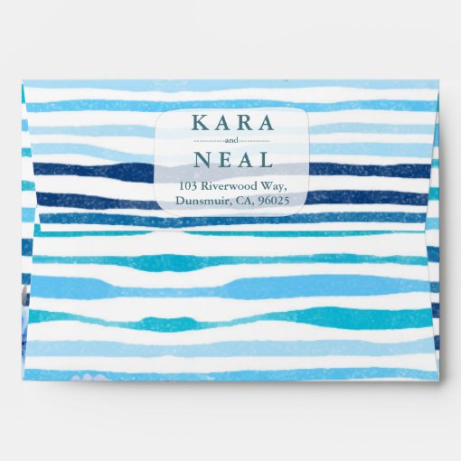 Watercolor Floral Blue Stripes Wedding Welcome Envelope | Zazzle