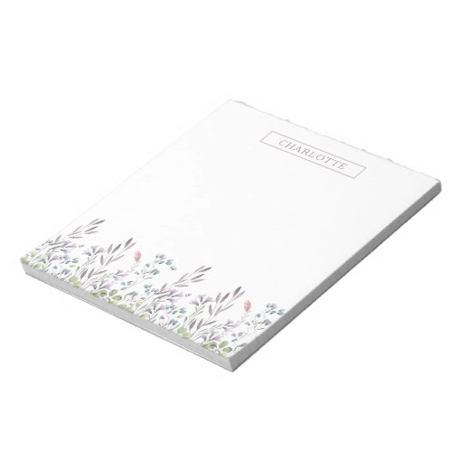 Watercolor Floral Border | Personalized Notepad | Zazzle