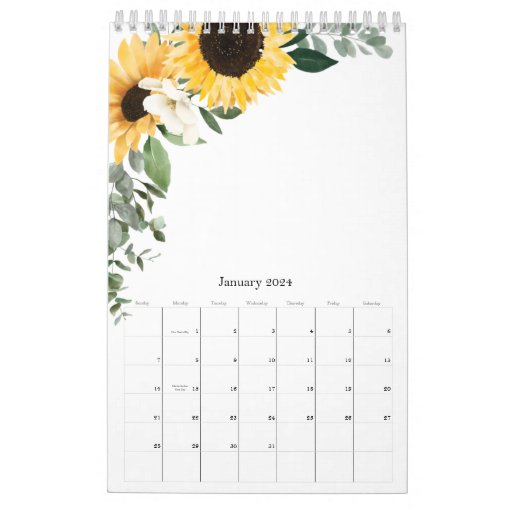 Watercolor Floral Botanical Garden Illustrations Calendar | Zazzle