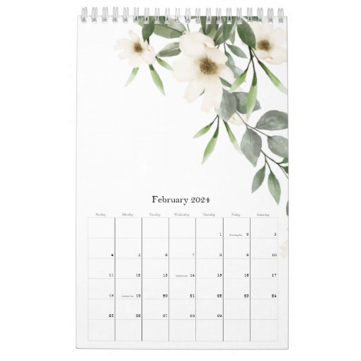 Watercolor Floral Botanical Garden Illustrations Calendar | Zazzle