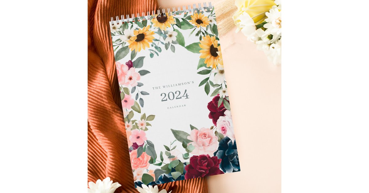 Watercolor Floral Botanical Garden Illustrations Calendar | Zazzle