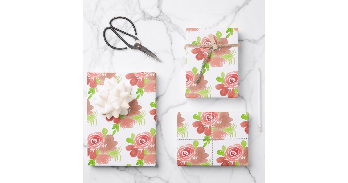 Watercolor Floral Bouquet Hand Painted Wrapping Paper Sheets | Zazzle