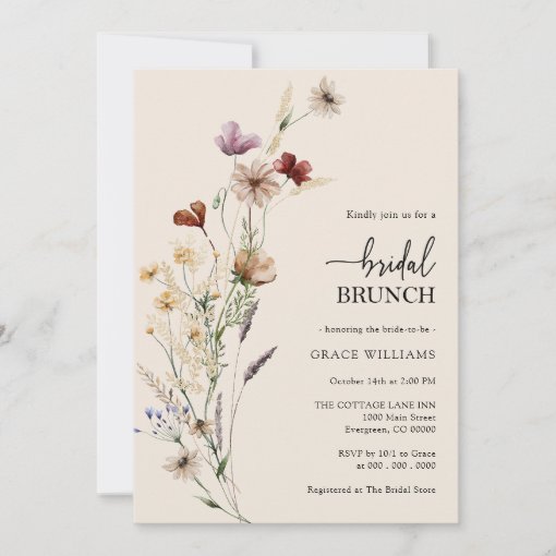 Watercolor Floral Bridal Brunch Invitation | Zazzle