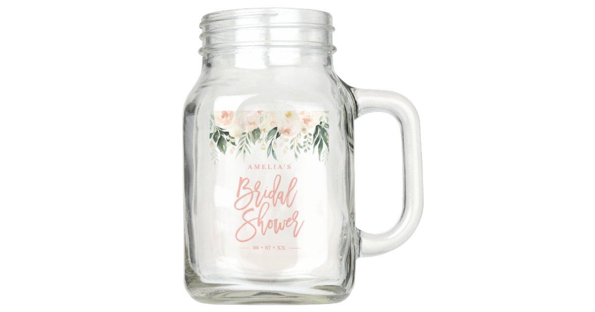 Watercolor floral bride shower rustic mason jar | Zazzle