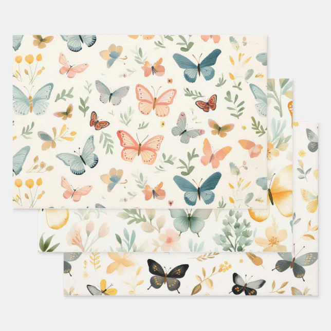 Watercolor Floral Butterfly Baby Shower Wrapping Paper Sheets | Zazzle