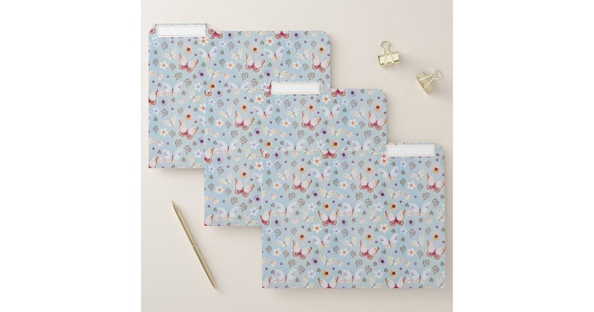 Watercolor Floral Butterfly Meadow File Folder | Zazzle