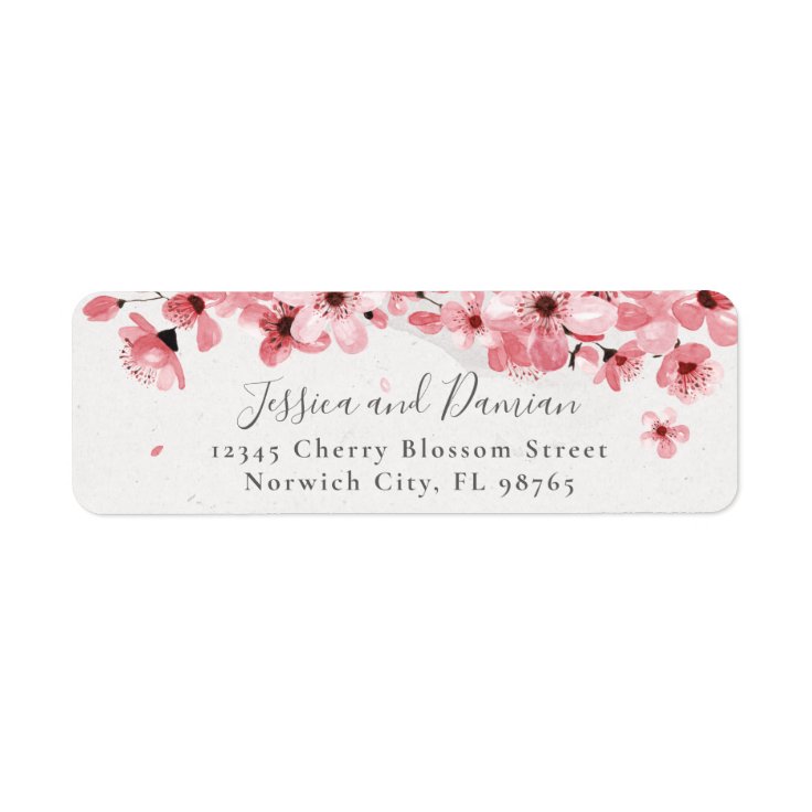 Watercolor Floral Cherry Blossom Return Address Label | Zazzle