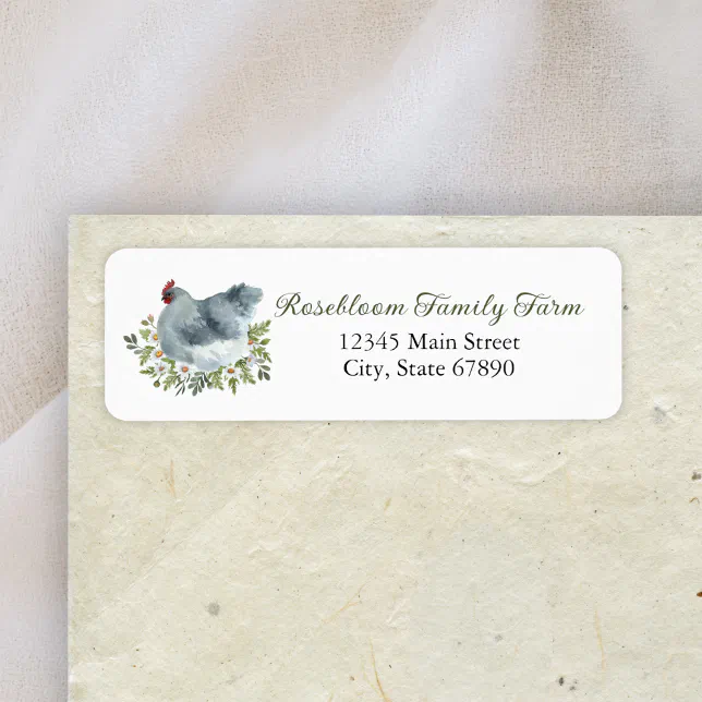 Watercolor Floral Chicken Hen Egg Farm Address Label | Zazzle