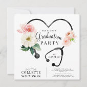 Watercolor Floral Doctor Graduation Invitation | Zazzle