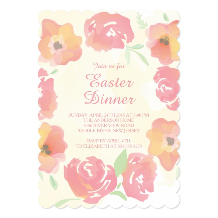 Watercolor Floral Easter Dinner Party Invitation | Zazzle.com