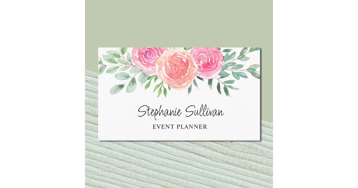 Watercolor Floral Event Planner Business Card | Zazzle