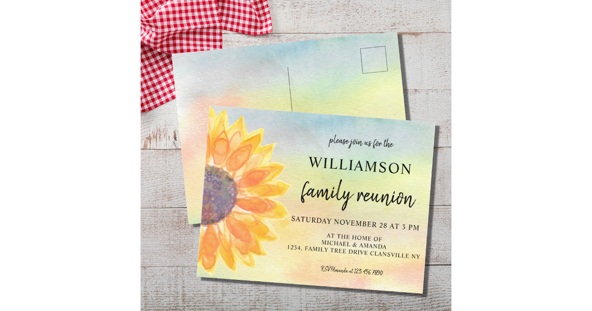 Watercolor Floral Family Reunion Announcement Postcard | Zazzle