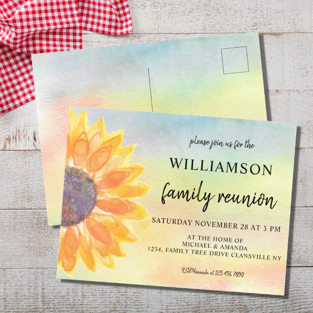 Watercolor Floral Family Reunion Announcement Postcard | Zazzle