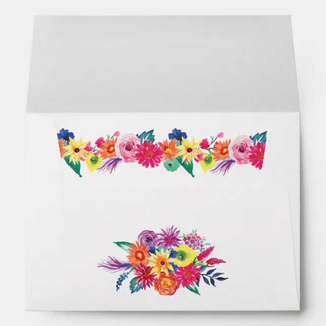 Watercolor Floral Fiesta Quinceañera Envelope | Zazzle