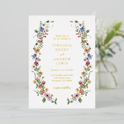 Watercolor Floral Foil Invitation | Zazzle