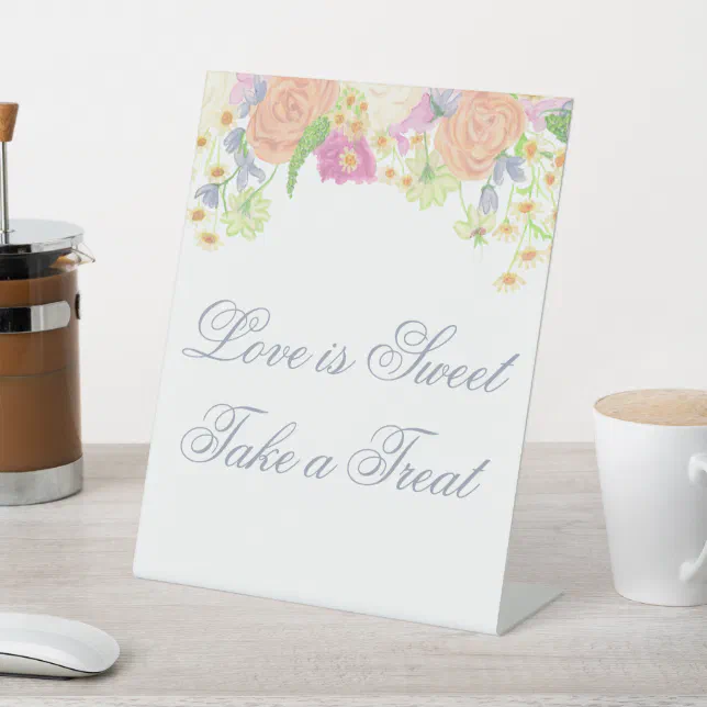 Watercolor Floral Garden Party Sweets Table Sign | Zazzle