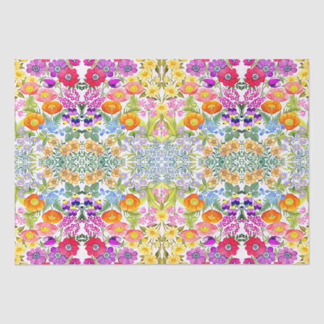 Watercolor Floral Garden Tissue Paper | Zazzle