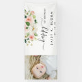 Watercolor Floral Girl Photo Birthday Banner | Zazzle