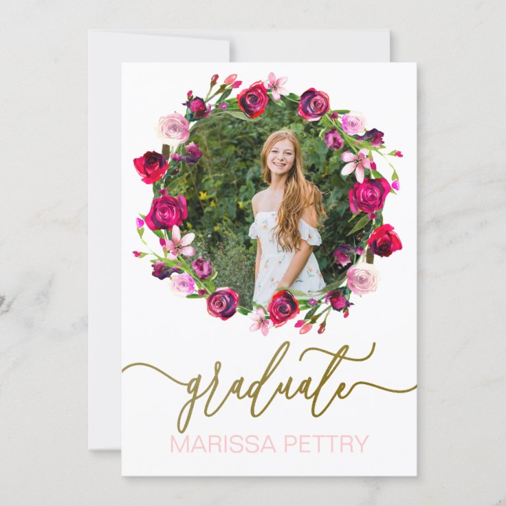 Watercolor Floral Grad Announcement, graduation Invitation | Zazzle
