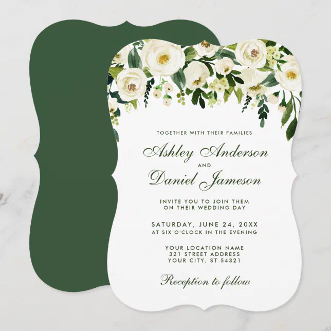 Watercolor Floral Green Wedding Invitation GSB | Zazzle