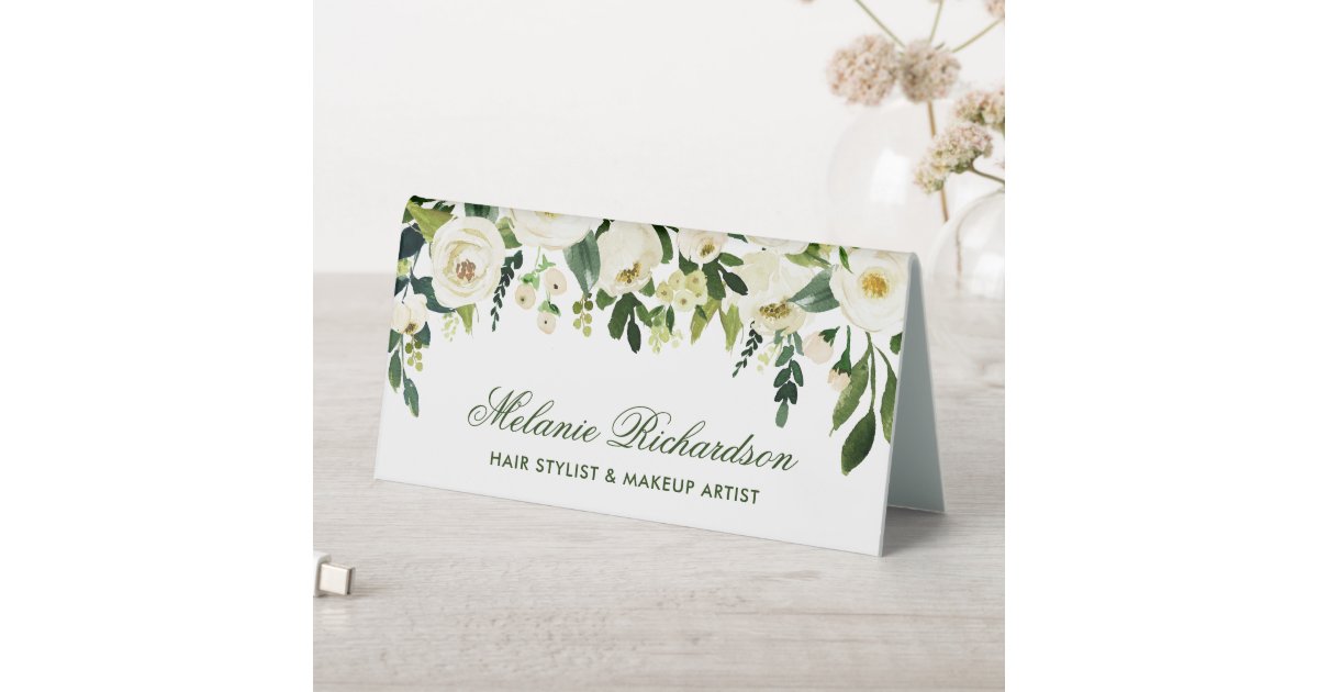 Watercolor Floral Green White Name Sign | Zazzle