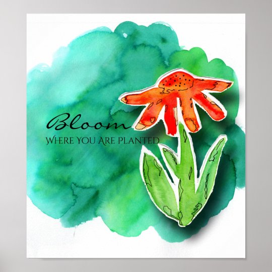 Watercolor Floral Inspirational Cutout Collage Poster | Zazzle.com