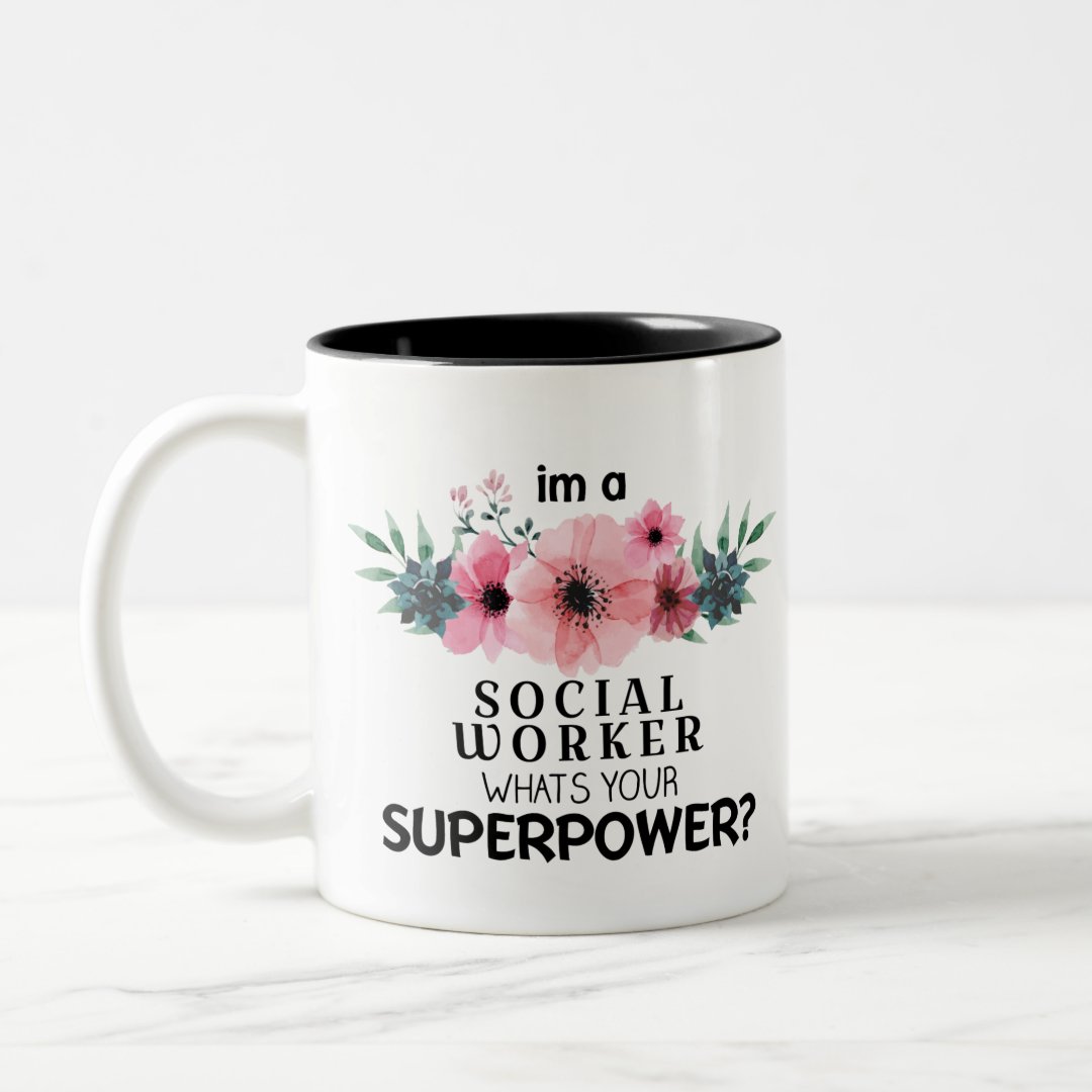 watercolor floral leaf social worker Two-Tone coffee mug | Zazzle