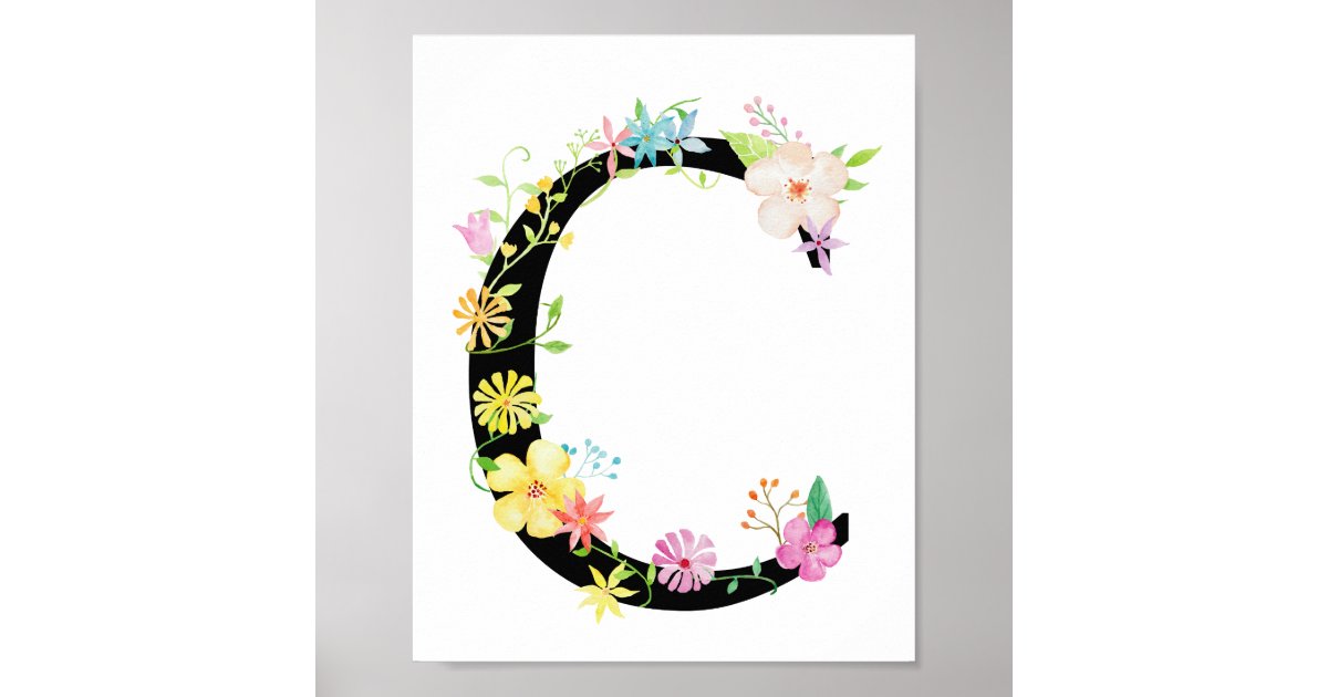 Watercolor Floral Letter C Poster | Zazzle