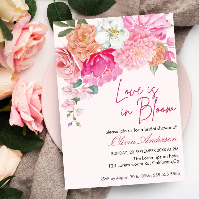 Watercolor Floral Love is in Bloom Bridal Shower Invitation | Zazzle