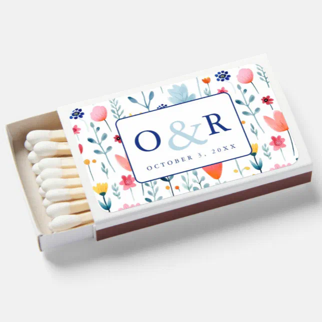 Watercolor Floral Monogram Wedding Matchboxes | Zazzle