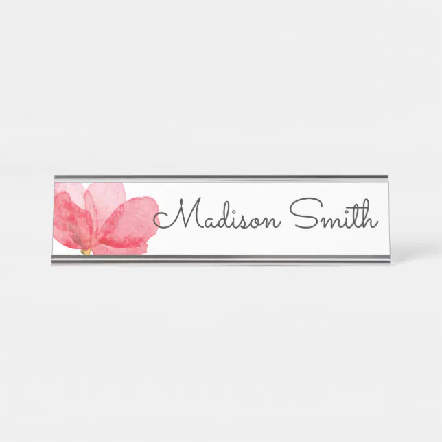 Watercolor Floral Painting Desk Name Plate | Zazzle