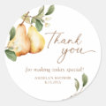 Watercolor Floral Pear Shower Classic Round Sticker | Zazzle